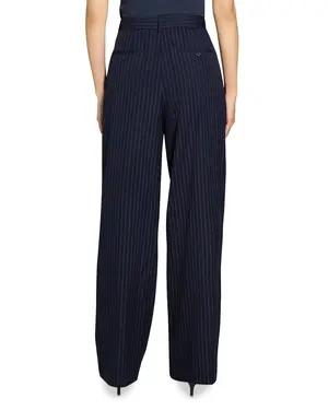 Theory Pleated Wide Leg Trousers - Nocturnal Navy