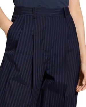 Theory Pleated Wide Leg Trousers - Nocturnal Navy
