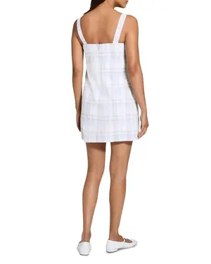 Theory Check Square Neck Mini Dress