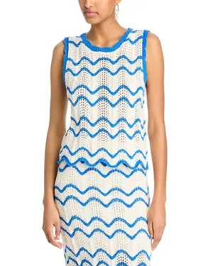 Aqua Zigzag Crochet Knit Tank
