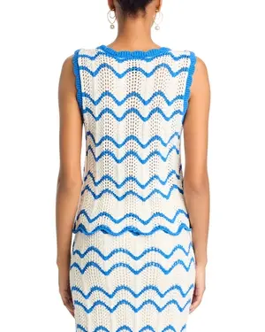 Aqua Zigzag Crochet Knit Tank