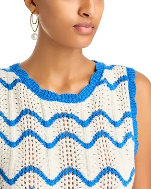 Aqua Zigzag Crochet Knit Tank