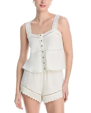 Aqua Cloud Gauze Tank Shortie Set - Cream