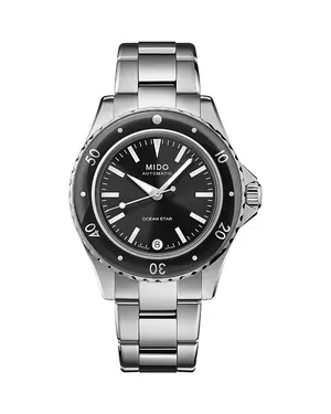 MIDO Ocean Star Captain V Watch, 37mm - Black/silver