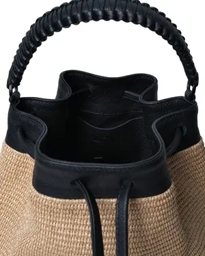 Callista Leather And Straw Bucket Bag