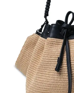 Callista Leather And Straw Bucket Bag