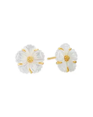 CAPUCINE DE WULF Mermaid Garden Mother Of Pearl Blossom Stud Earrings - White