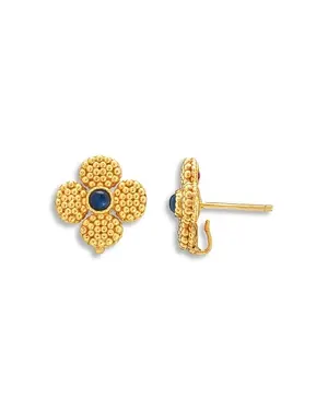 CAPUCINE DE WULF Convertible Berry Clover Earrings With Labradorite - Blue/gold