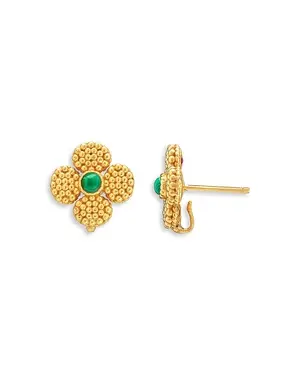 CAPUCINE DE WULF Convertible Clover Stud Earrings - Malachite