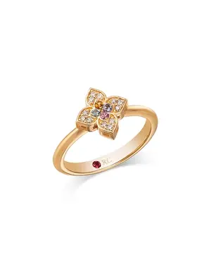 Roberto Coin 18k Rose Gold Flower Ring With Multi Gemstones And Diamonds - Pink