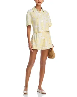 Aqua Rose Print Shorts