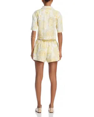 Aqua Rose Print Shorts