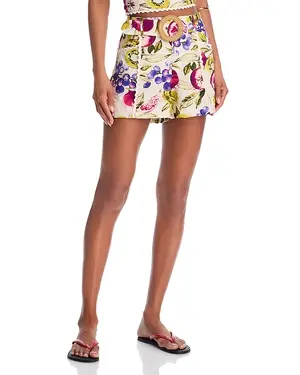 Aqua Fruit Vine Printed Shorts