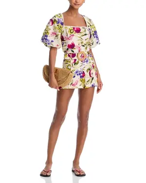 Aqua Fruit Vine Printed Shorts