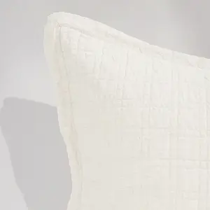 POM POM AT HOME Owen Linen/cotton Quilted Oversized Euro Sham - Cream