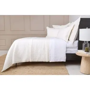 POM POM AT HOME Owen Linen/cotton Quilted Oversized Euro Sham - Cream