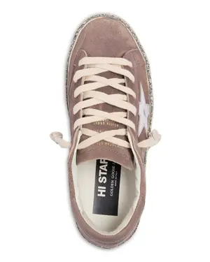 GOLDEN GOOSE Hi Star Lace Up Sneakers - Cinder/silver