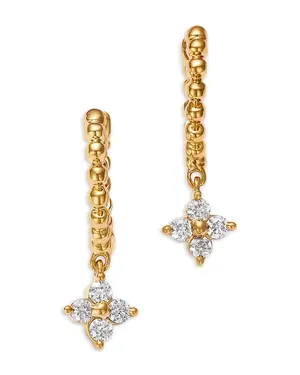 Bloomingdale'S Diamond Flower Dangle Hoop Earrings - Gold