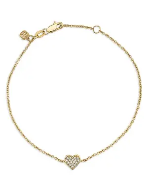 SYDNEY EVAN 14k Yellow Diamond Pave Heart Bracelet - Gold