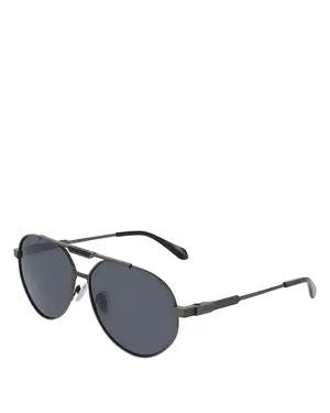 FERRAGAMO Aviator Brow Bar Sunglasses - Matte Dark Gunmetal