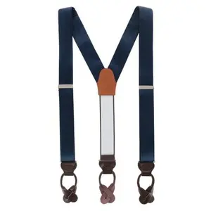 Trafalgar Big & Tall Dutton Silk Button-end Suspenders - Navy