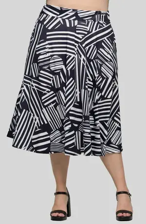 24SEVEN COMFORT APPAREL Printed Midi Skirt