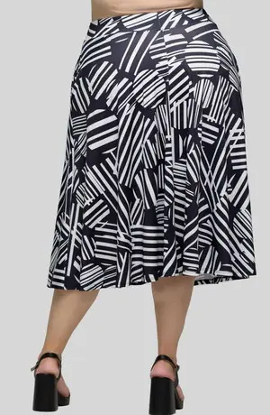 24SEVEN COMFORT APPAREL Printed Midi Skirt