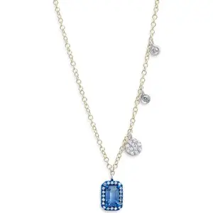 Meira T 14k Gold Diamond Pavé Sapphire Pendant & Charms Necklace - Blue