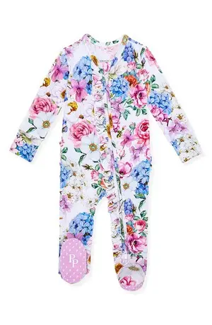 POSH PEANUT Cynthia Floral Footed Pajamas - White