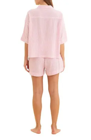 PAPINELLE Sabine Seersucker Stripe Boxer Short Pajamas
