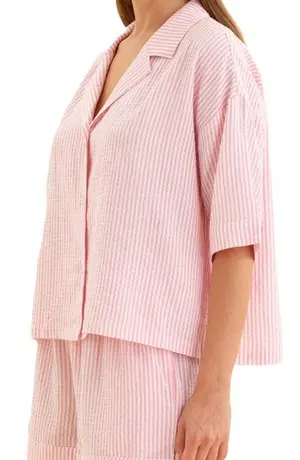 PAPINELLE Sabine Seersucker Stripe Boxer Short Pajamas