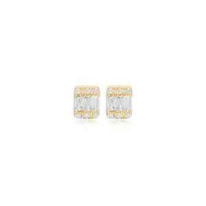 MAZIN JEWELS Mini Baguette Stud Earrings - Gold