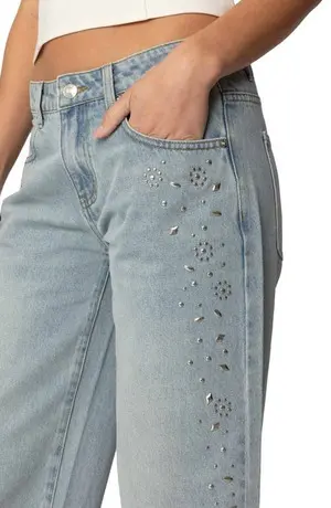 EDIKTED Everly Studded Baggy Jeans