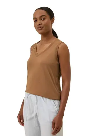 PACT Organic Cotton Softspun V-neck Tank - Brown Sugar