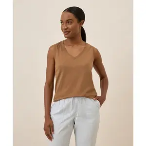 PACT Organic Cotton Softspun V-neck Tank - Brown Sugar