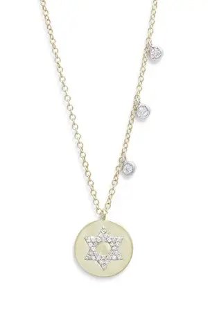 Meira T Diamond Star Of David Disc Pendant Necklace - Gold