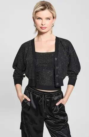 Guess Khloe Rhinestone Cardigan Sweater