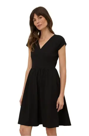PACT Organic Cotton Fit & Flare Crossover Dress - Black