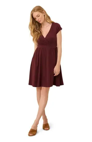 PACT Fit & Flare Crossover Dress Ruby Heather