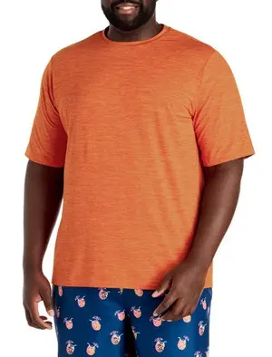 HARBOR BAY BY DXL Big & Tall Marled Swim Top - Orange Heather