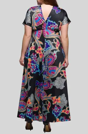 24SEVEN COMFORT APPAREL Paisley Knit Maxi Dress