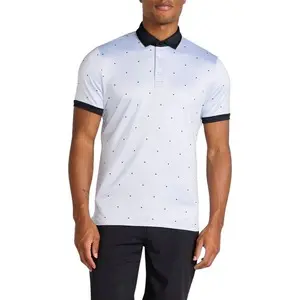 REDVANLY Ramey Dot Print Performance Polo Blue Lavender