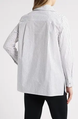 Ming Wang Stripe Cotton Popover Shirt