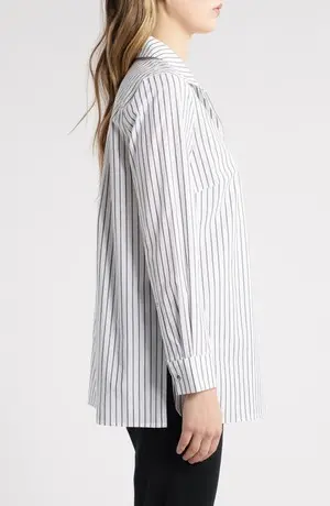 Ming Wang Stripe Cotton Popover Shirt