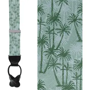 Trafalgar Trafalgar Nohea Palm Tree Linen Blend Button End Suspenders Green