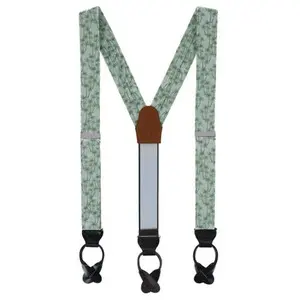 Trafalgar Nohea Palm Tree Linen Blend Button End Suspenders - Green