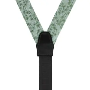 Trafalgar Nohea Palm Tree Linen Blend Button End Suspenders - Green