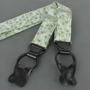 Trafalgar Nohea Palm Tree Linen Blend Button End Suspenders - Green