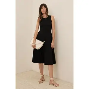 PACT Organic Cotton Fit & Flare Keyhole Back Dress Black