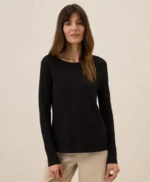 PACT Organic Cotton Featherweight Slub Long Sleeve Tee - Black